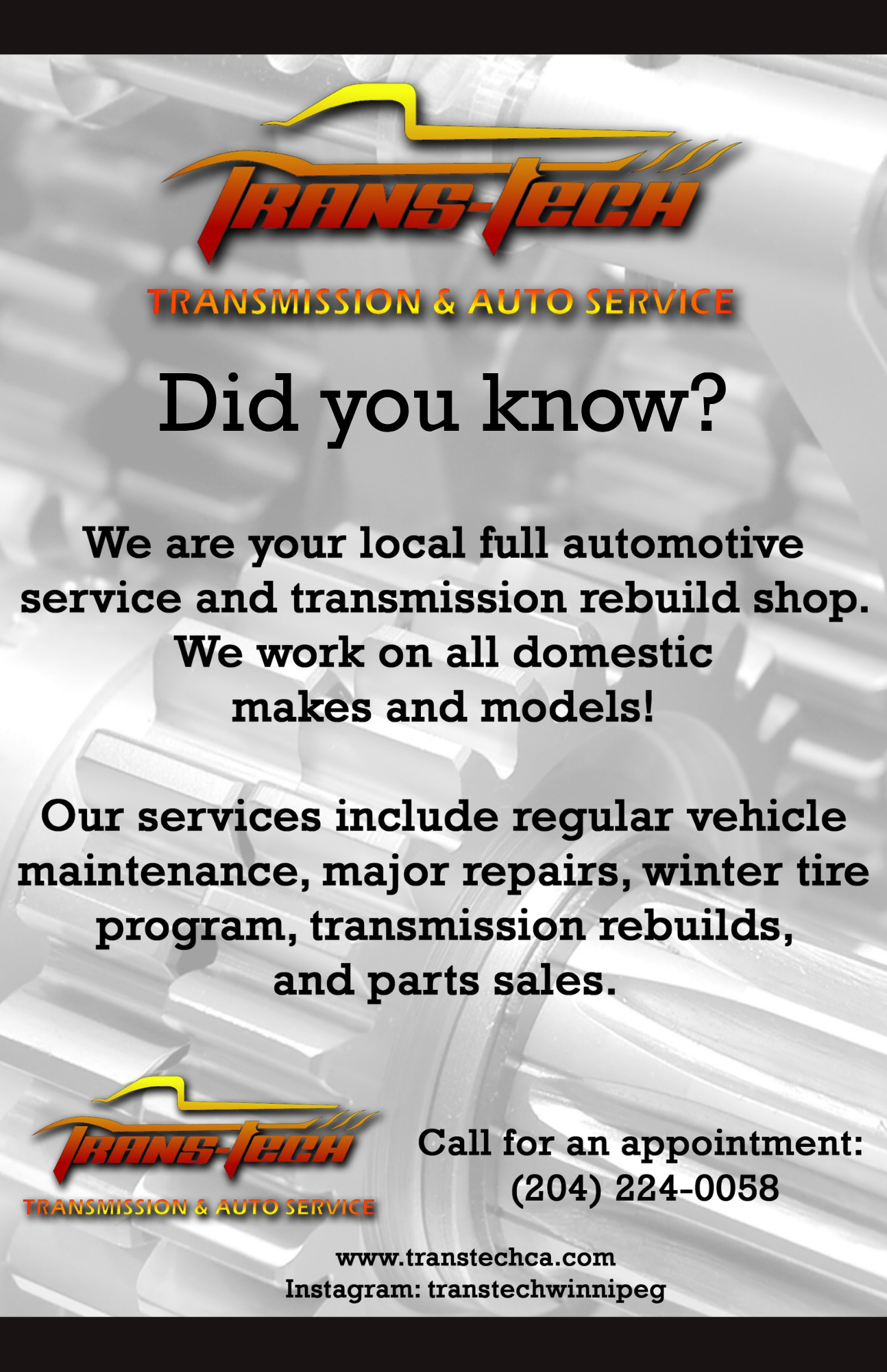 WELCOME TRANS-TECH TRANSMISSION & AUTO SERVICE! – ISLAND LAKES ...